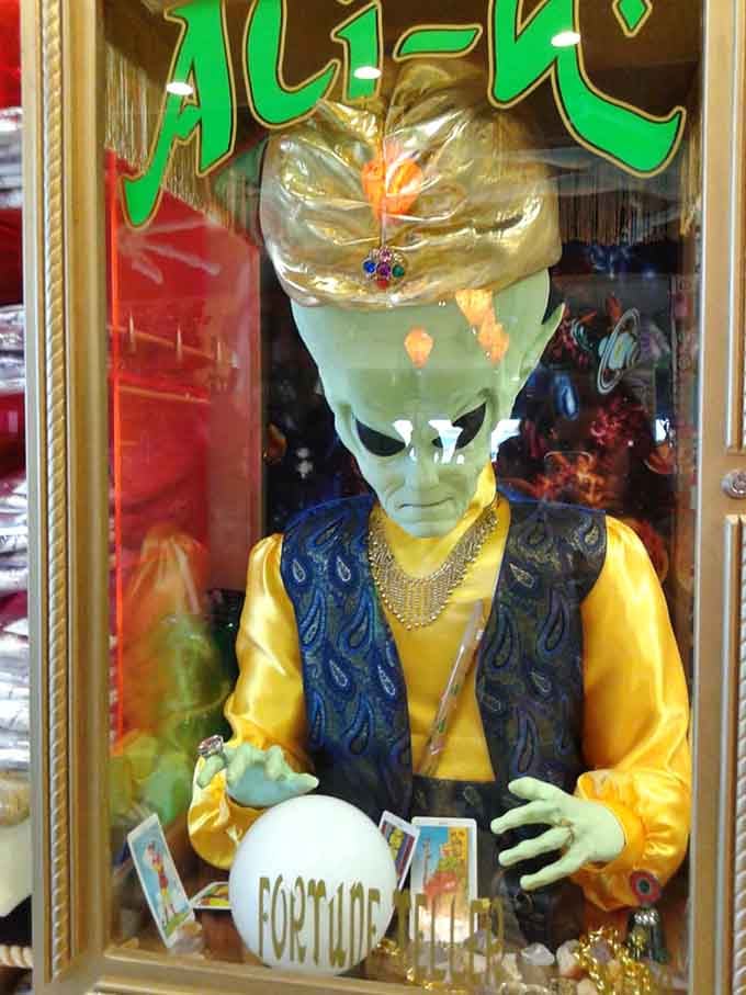 This fortune-telling alien has seen your future, and it definitely involves buying way too much jerky today.