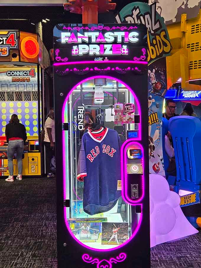 This prize machine tempts you with a Red Sox jersey like a siren song for New England sports fans.