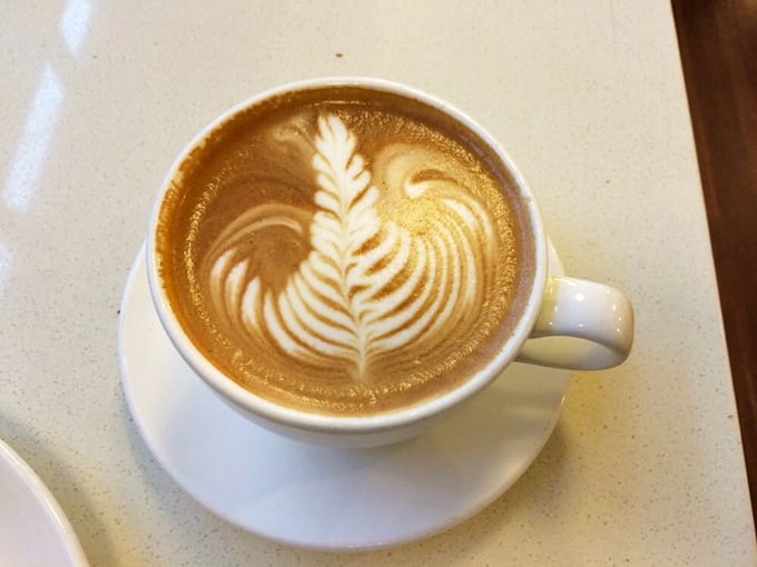 That latte art is almost too beautiful to drink, which is a problem that lasts exactly four seconds.