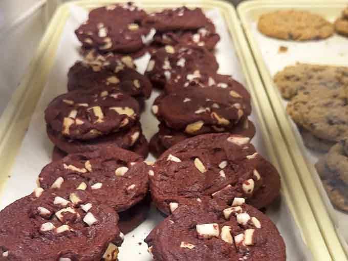 Fresh-baked cookies waiting to provide the sweet ending your sandwich experience deserves, chocolate therapy included.