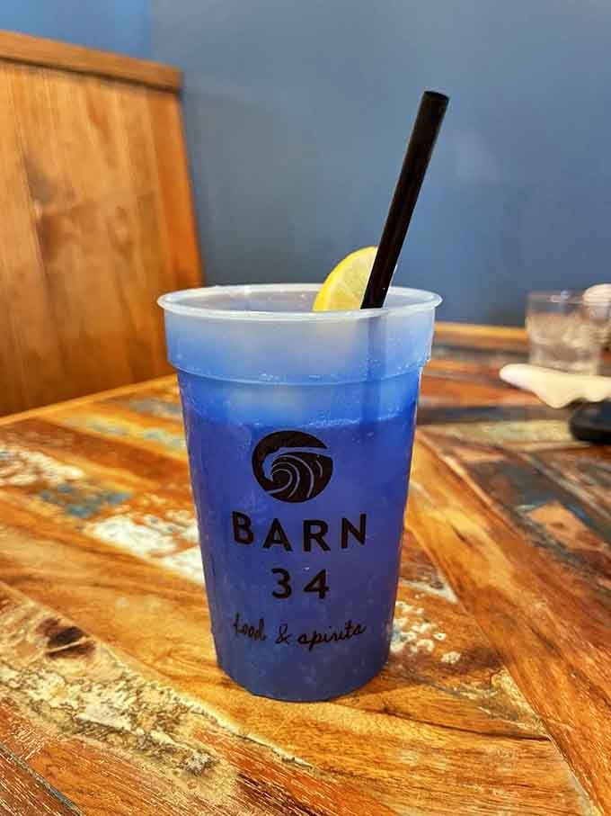 A blue drink this vibrant either contains magic or enough sugar to power a small city block.