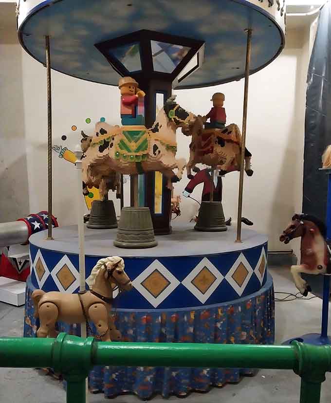 This charming carousel brings nostalgic joy, proving that childhood magic works in any medium or material.