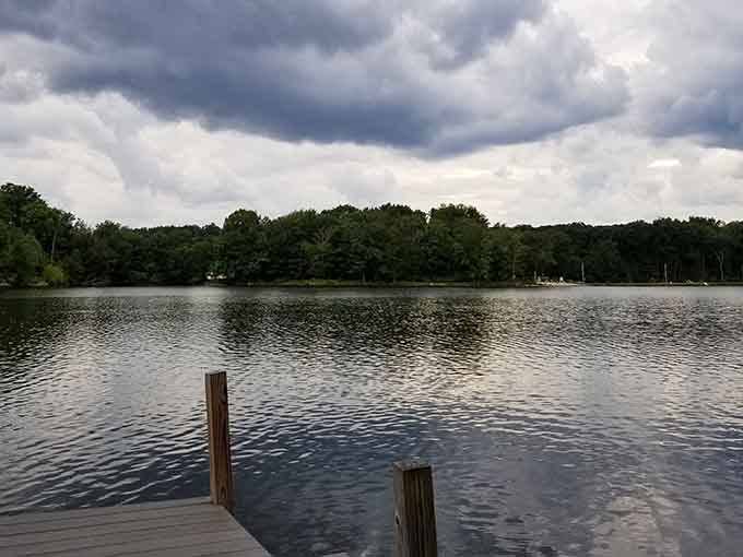 Dramatic skies over still waters offer the kind of tranquility that makes you forget your phone exists for a while.