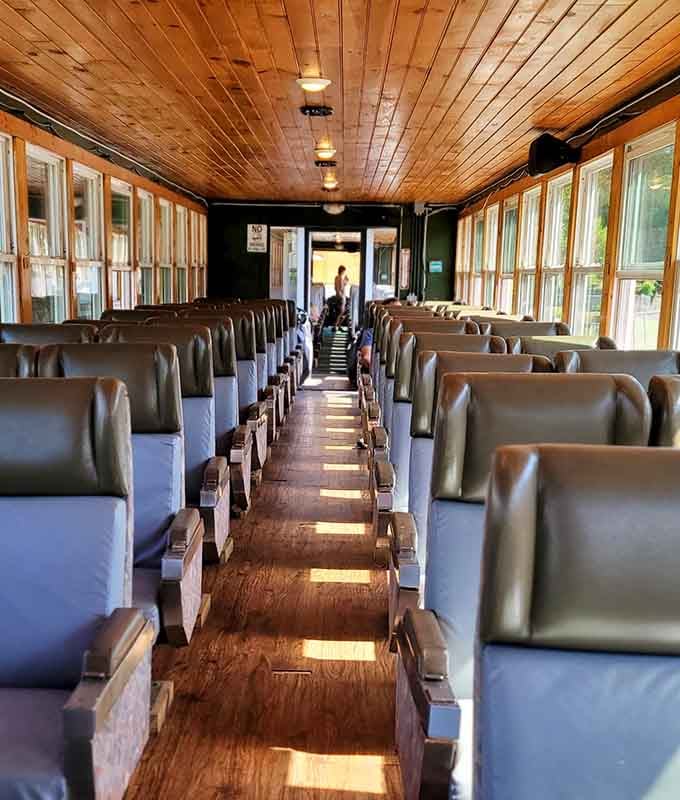 Rows of seats with actual legroom and windows that open; someone remembered passengers are human beings, not sardines.