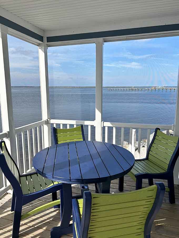 Your screened porch becomes the best seat in the house for watching boats, sunsets, and passing dolphins.