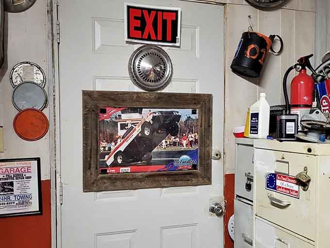 That exit door photo proves even leaving requires one last glance at automotive television glory.