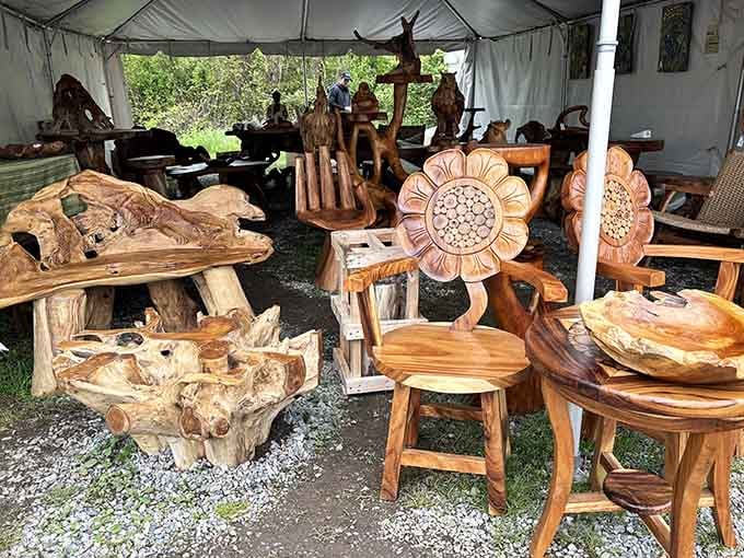 Hand-carved wooden furniture that proves craftsmanship isn't dead, just waiting for the right home to appreciate it.