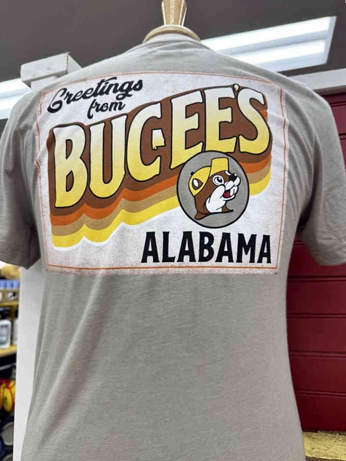 Alabama-specific merchandise lets you broadcast your Buc-ee's devotion with retro postcard charm and undeniable regional pride.