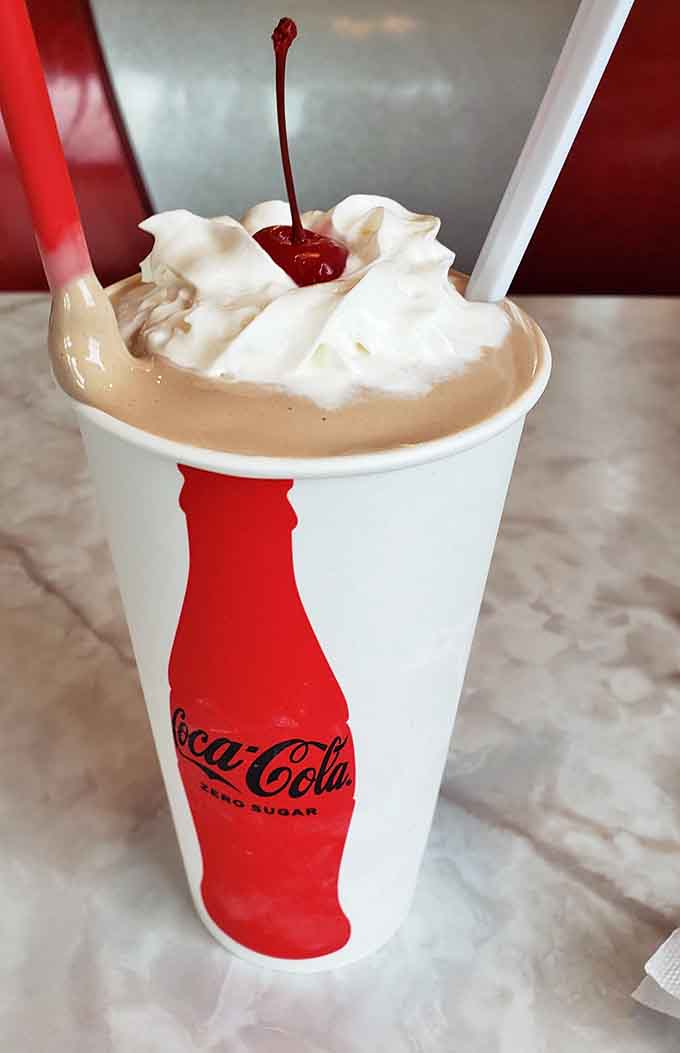 That cherry-topped milkshake in a classic cup is Instagram-worthy before Instagram was even a thought in anyone's mind.