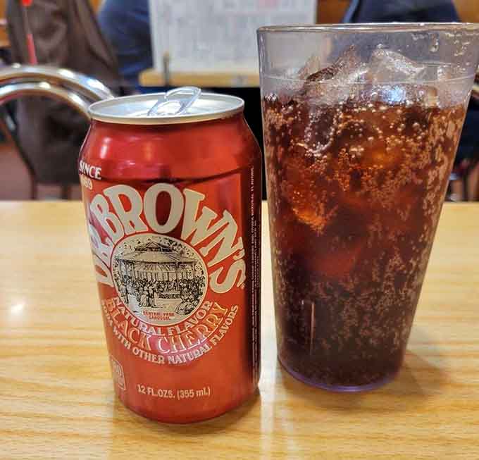 Dr. Brown's Black Cherry soda: the official beverage of people who know what real deli dining requires.