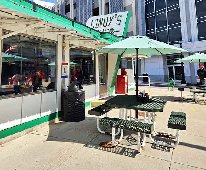 Outdoor seating for those perfect Indiana days when the weather actually cooperates with your dining plans.