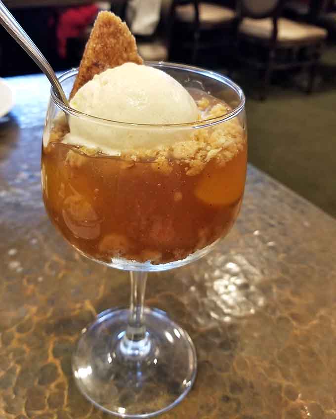 Apple crumble topped with vanilla ice cream: the dessert equivalent of a warm hug from your grandmother.