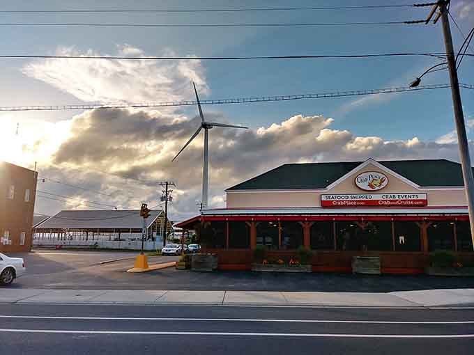 That giant crab sculpture isn't subtle, but neither is this town's pride in its seafood heritage and working waterfront traditions.