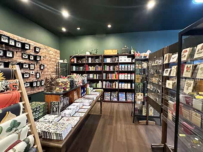 Books, butterflies, and carefully curated curiosities create aisles that reward slow browsing and genuine wonder.