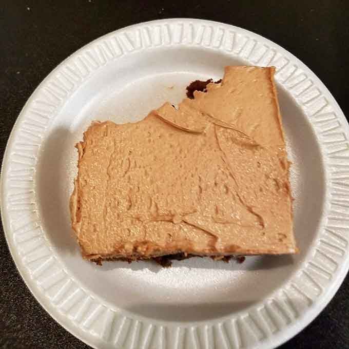 That peanut butter frosting situation is thicker than a phone book and twice as satisfying to dive into.