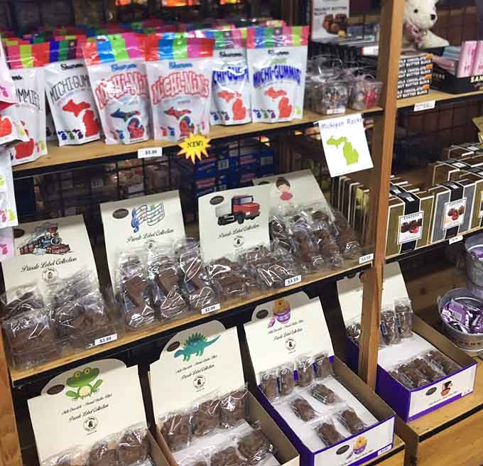 Michigan-shaped chocolates prove that state pride and sugar addiction can coexist beautifully on the same shelf.