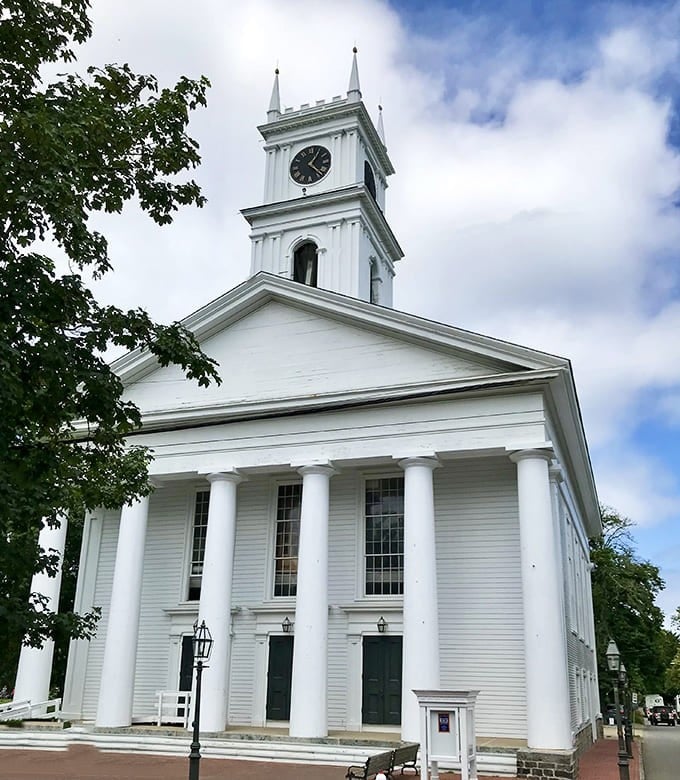 The Old Whaling Church's Greek Revival columns make you wonder if ancient Athens looked this pristine and white.