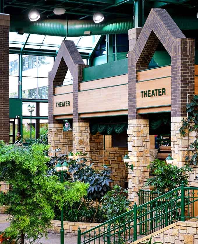 The theater stands ready for performances, proving this place understands that entertainment comes in many delightful forms.