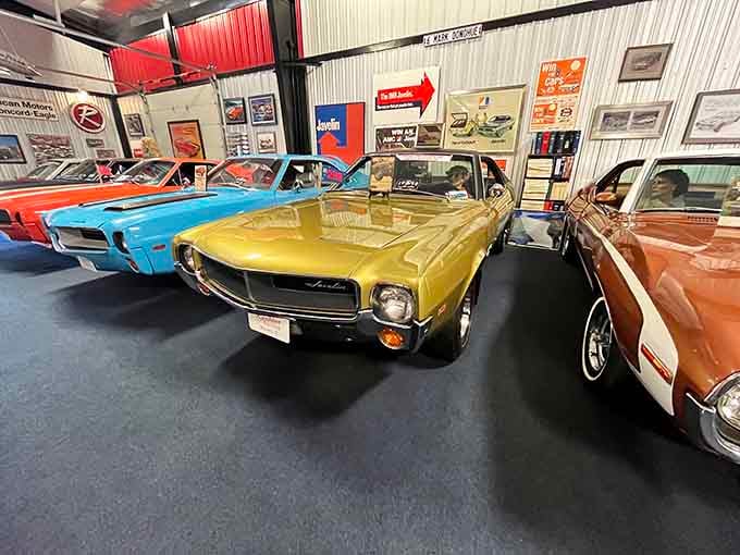 Classic muscle cars lined up like candy in a shop window, proof that some things just get better with age.