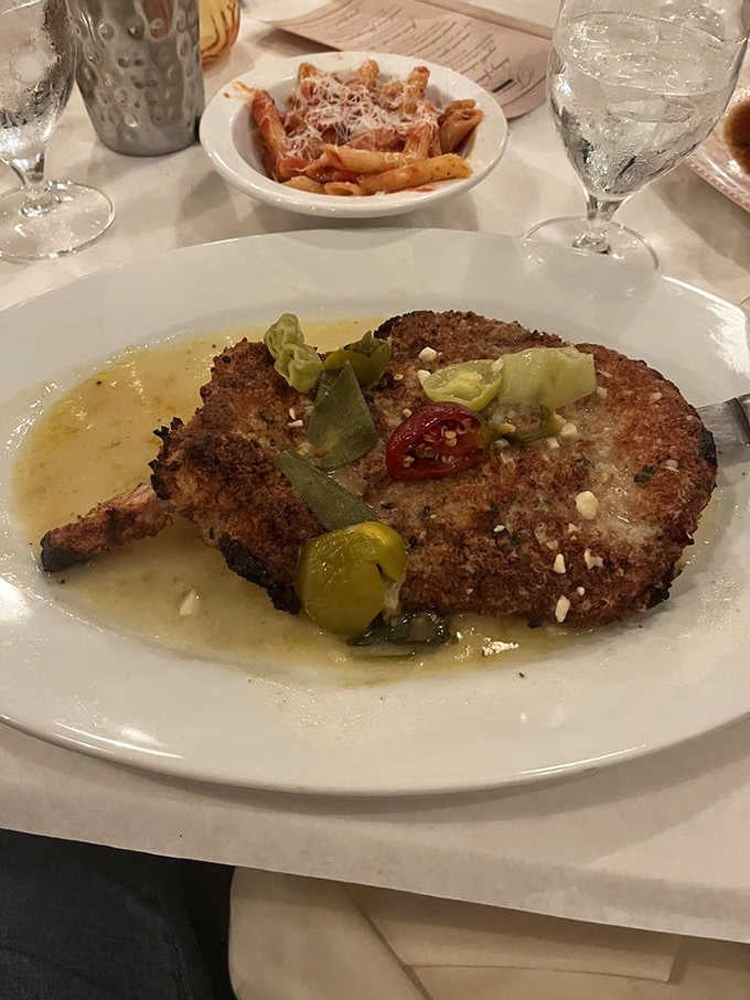 That pork chop looks like it could feed a small army, or one very happy diner.
