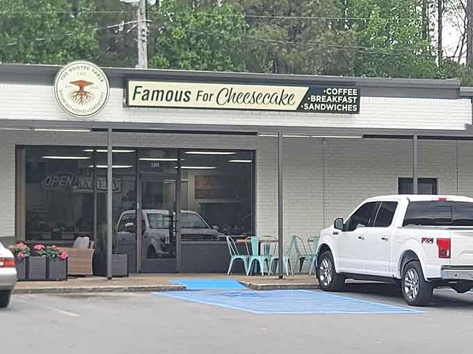 Coffee and breakfast sandwiches served where cheesecake takes center stage because priorities matter, especially in retirement.