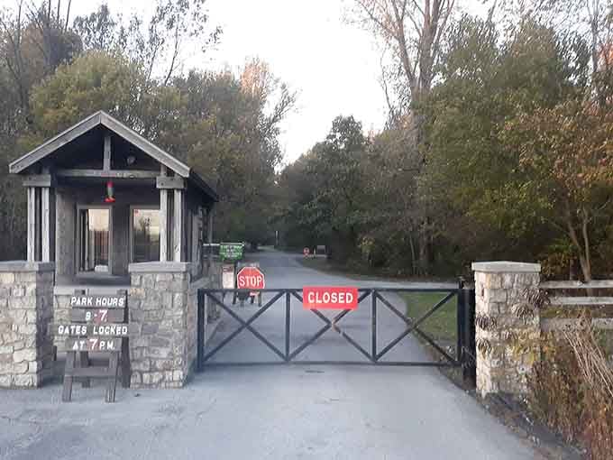 The gatehouse stands guard, making sure only nature lovers and adventure seekers get through.