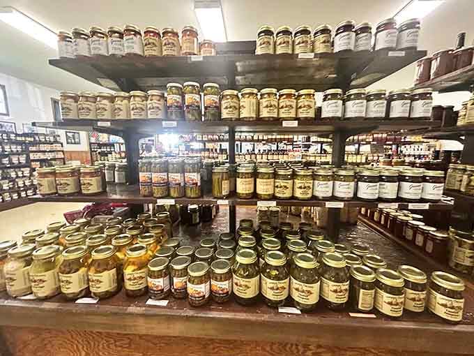 Rows of preserved perfection: jams, jellies, and spreads that'll make your toast weep with joy.