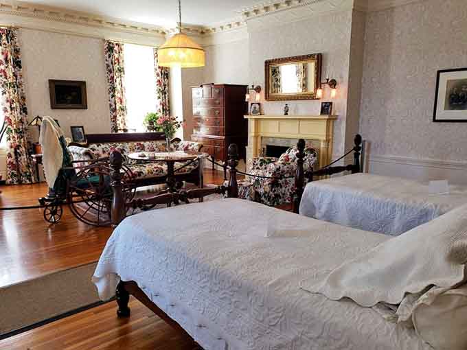 Twin beds in a room this grand make you wonder what people did for entertainment back then.