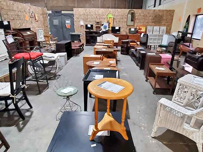 This furniture showroom looks like your eccentric aunt's attic exploded in the most delightful way possible, doesn't it?