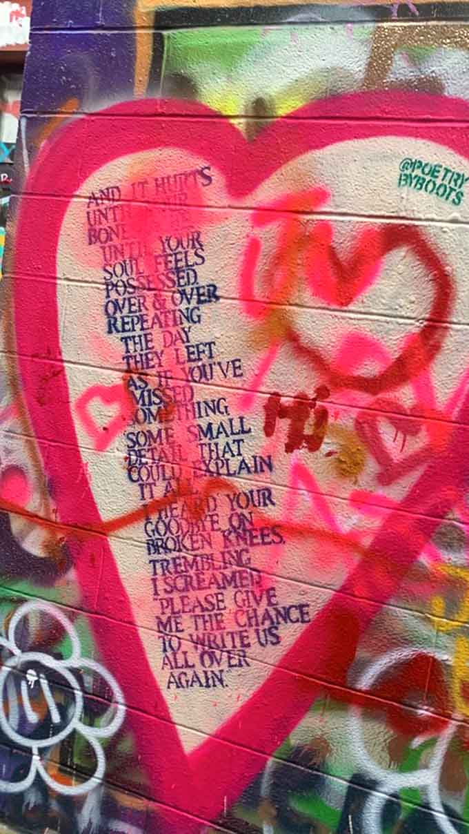 Poetry meets paint in this heartfelt piece, reminding us that words can be just as powerful as images.