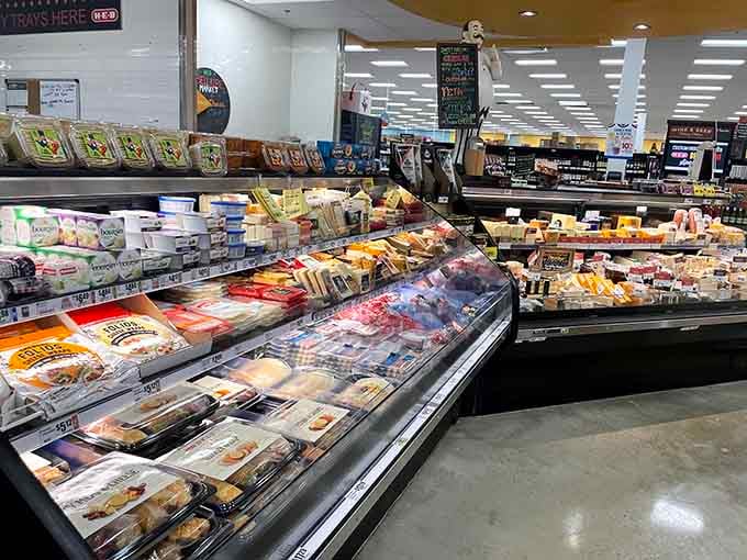 The cheese and deli counter where you can pretend you're sophisticated while secretly planning to eat everything with crackers.