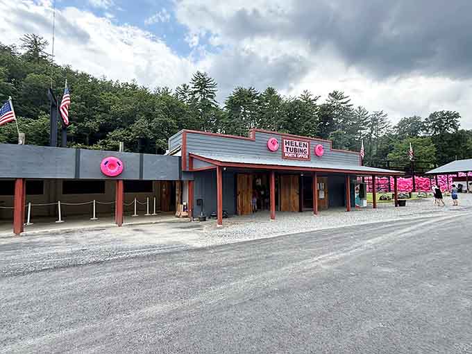 Helen Tubing's headquarters looks modest, but it's the gateway to hours of floating down the Chattahoochee River.