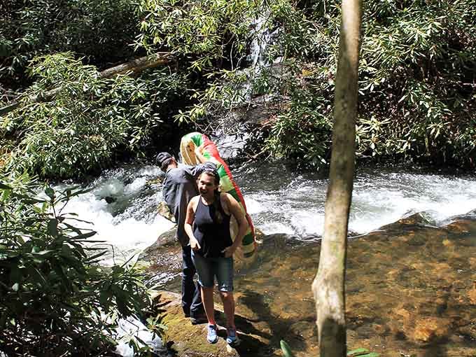 Victory poses are mandatory when you've conquered the trail and claimed your waterfall reward together.