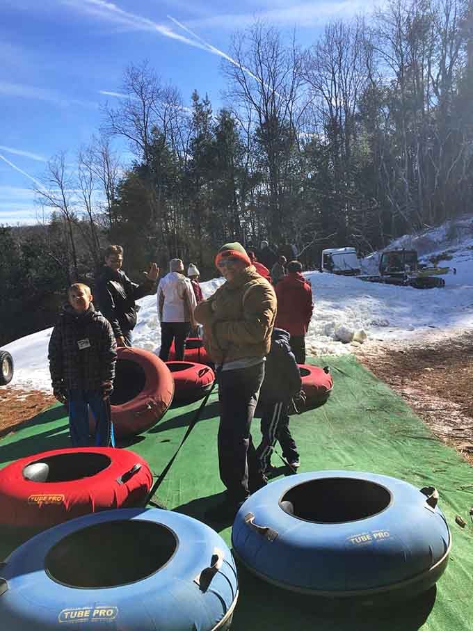 Nothing says family bonding quite like grabbing your tube and preparing to race down a mountain together.