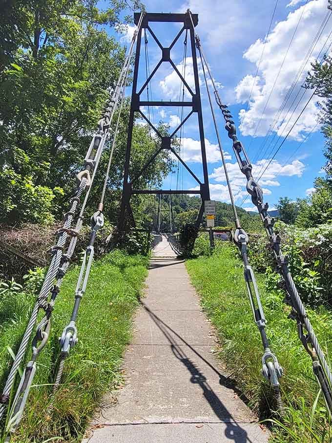 The approach to the bridge promises an experience that's equal parts scenic and slightly nerve-wracking.
