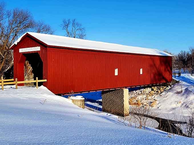 Winter transforms the scene into a Currier and Ives print, except you can actually walk through this one.