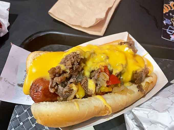 Phreedom Dog drowns gloriously under cheese that would make any Philadelphian weep with joy.