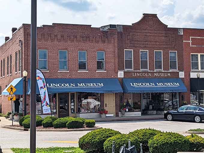 The Lincoln Museum's blue awnings welcome history buffs and curious wanderers alike into a treasure trove of presidential memories.