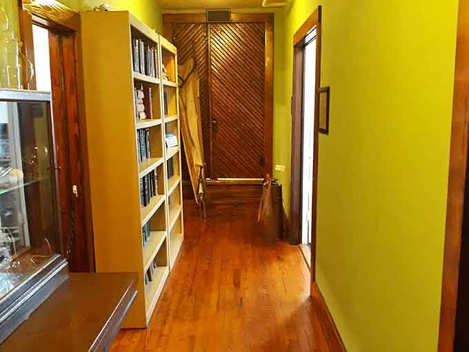 Wooden floors and bright walls create a surprisingly inviting path to some genuinely unsettling medical artifacts.