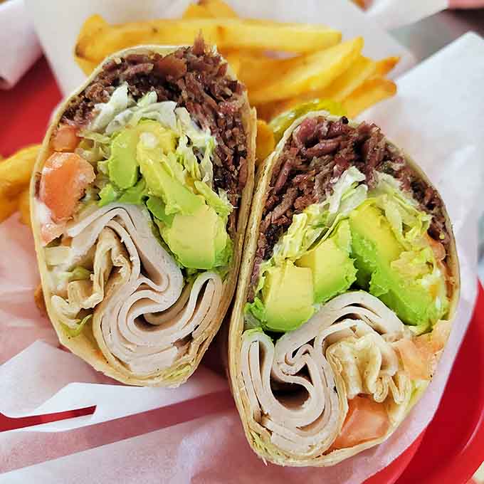 This wrap is stuffed fuller than your uncle's stories at the family reunion, and twice as satisfying.