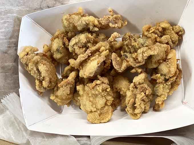 Belly clams fried to golden perfection are the kind of indulgence that makes you question why you ever order anything else.