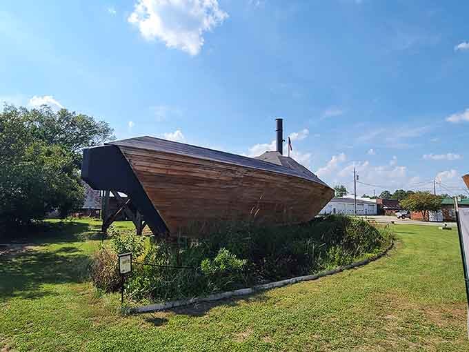 The Confederate States Ship Neuse II replica sits proudly, a testament to naval engineering and turbulent American history.