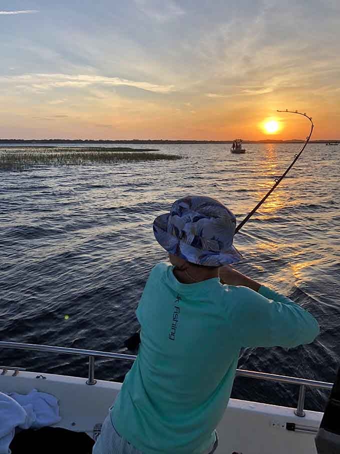 Golden hour fishing on Lake Tohopekaliga, where the sunsets are free and the memories cost nothing but time well spent.