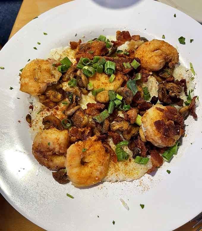 Shrimp and grits that'll transport you straight to flavor town, no passport required for this trip.