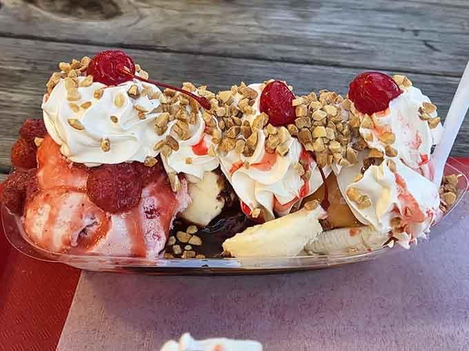 This banana split could feed a small army or one very determined person with excellent life priorities.