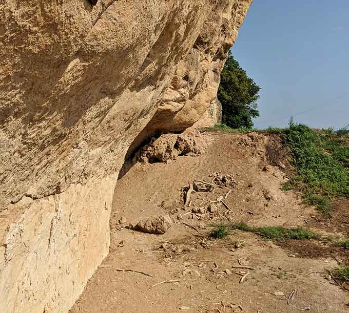This overhang provided better shelter than most modern umbrellas, and it's been doing it for ten thousand years straight.