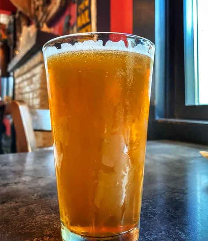 A cold beer in a frosty glass is the perfect companion to fresh seafood and good conversation any day.