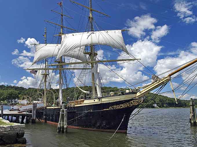 Full sails unfurled, this beauty shows off her impressive rigging like she's ready to sail tomorrow morning.