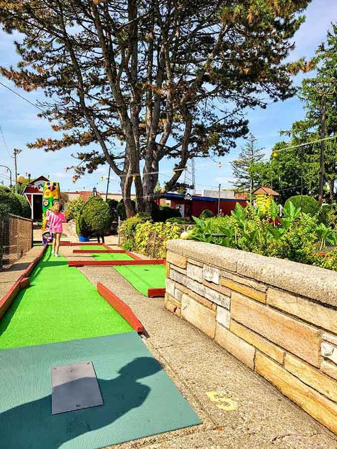 Winding paths, blooming flowers, and obstacles that actually require strategy&mdash;mini-golf done right, folks.