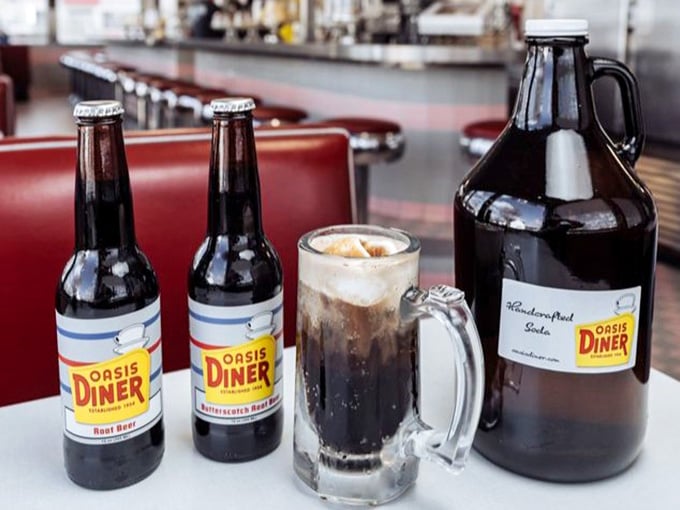 Root beer served in bottles and a growler, because some traditions deserve to be taken seriously and shared.